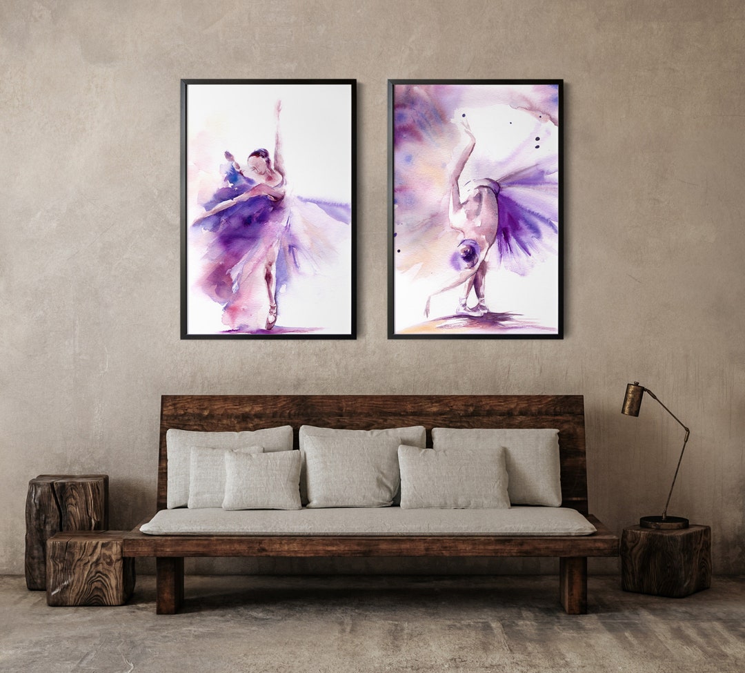 Ballet Canvas Prints 2 Set, Ballerina Paintings, Dancer Wall Art ...