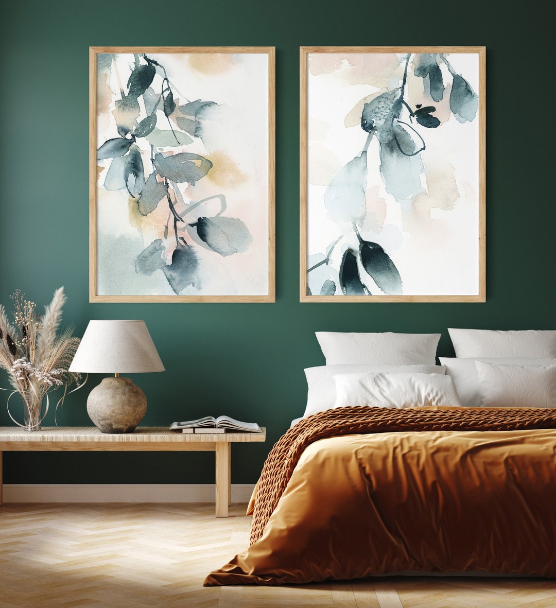 Abstract Botanical Painting, Set of 2 Canvas Prints, Nature Inspired ...