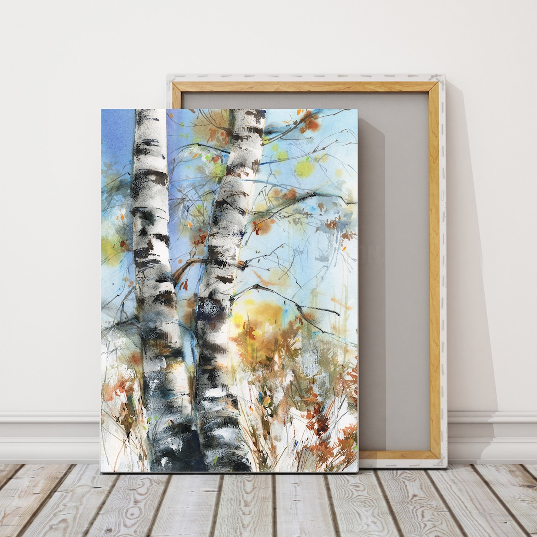 Birch Tree Canvas Art Print, Nature Wall Decor, Forest Landscape ...