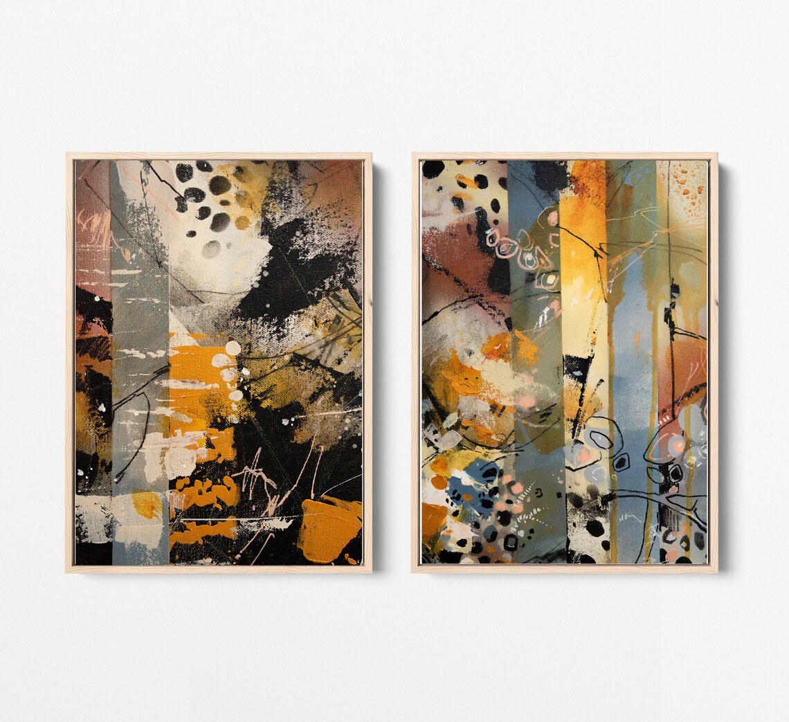 Abstract Wall Decor 2 Pieces Canvas Art Prints, Abstract Paintings ...