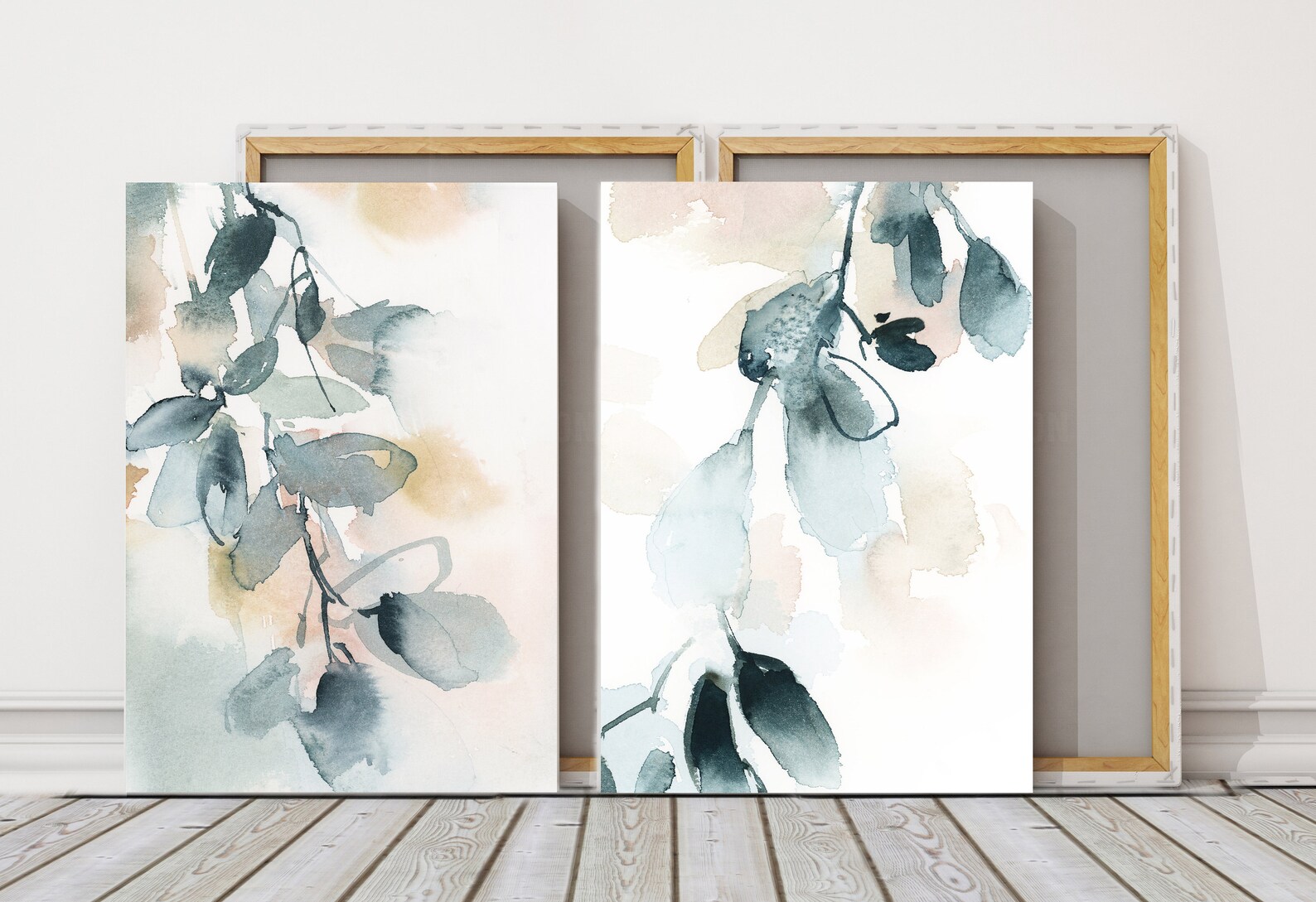 Abstract Botanical Painting Set of 2 Canvas Nature Inspired - Etsy
