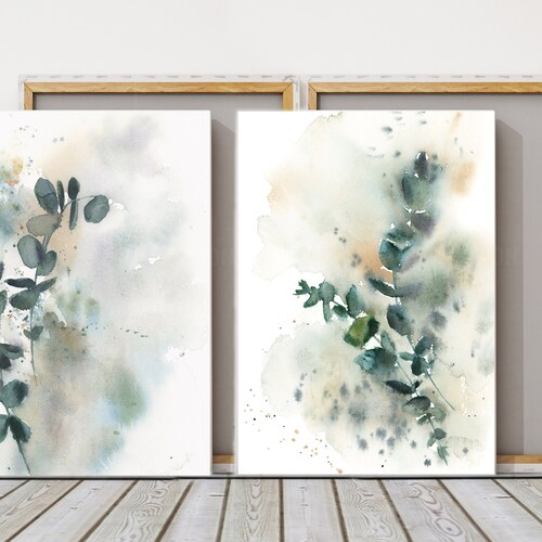 Abstract Botanical Painting Set of 2 Canvas Nature Inspired - Etsy