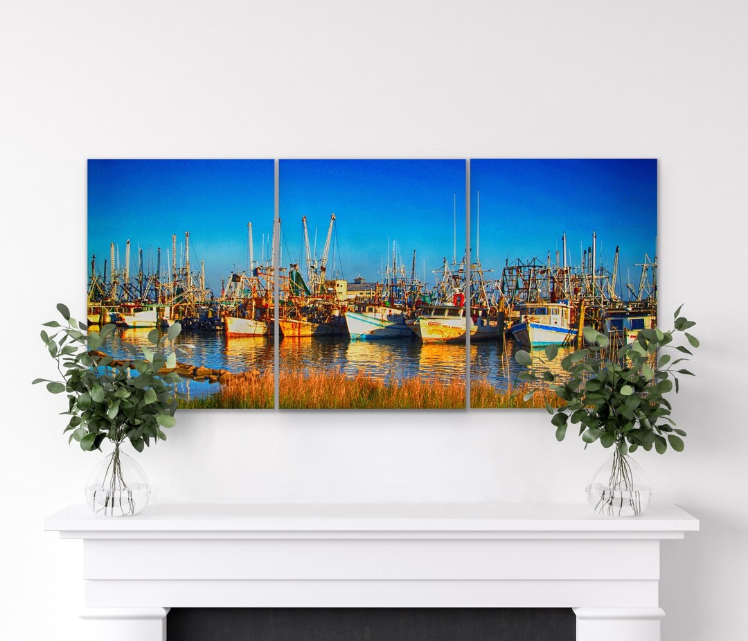 Triptych PASS CHRISTIAN Nola Mississippi Travel Photography Shrimp ...