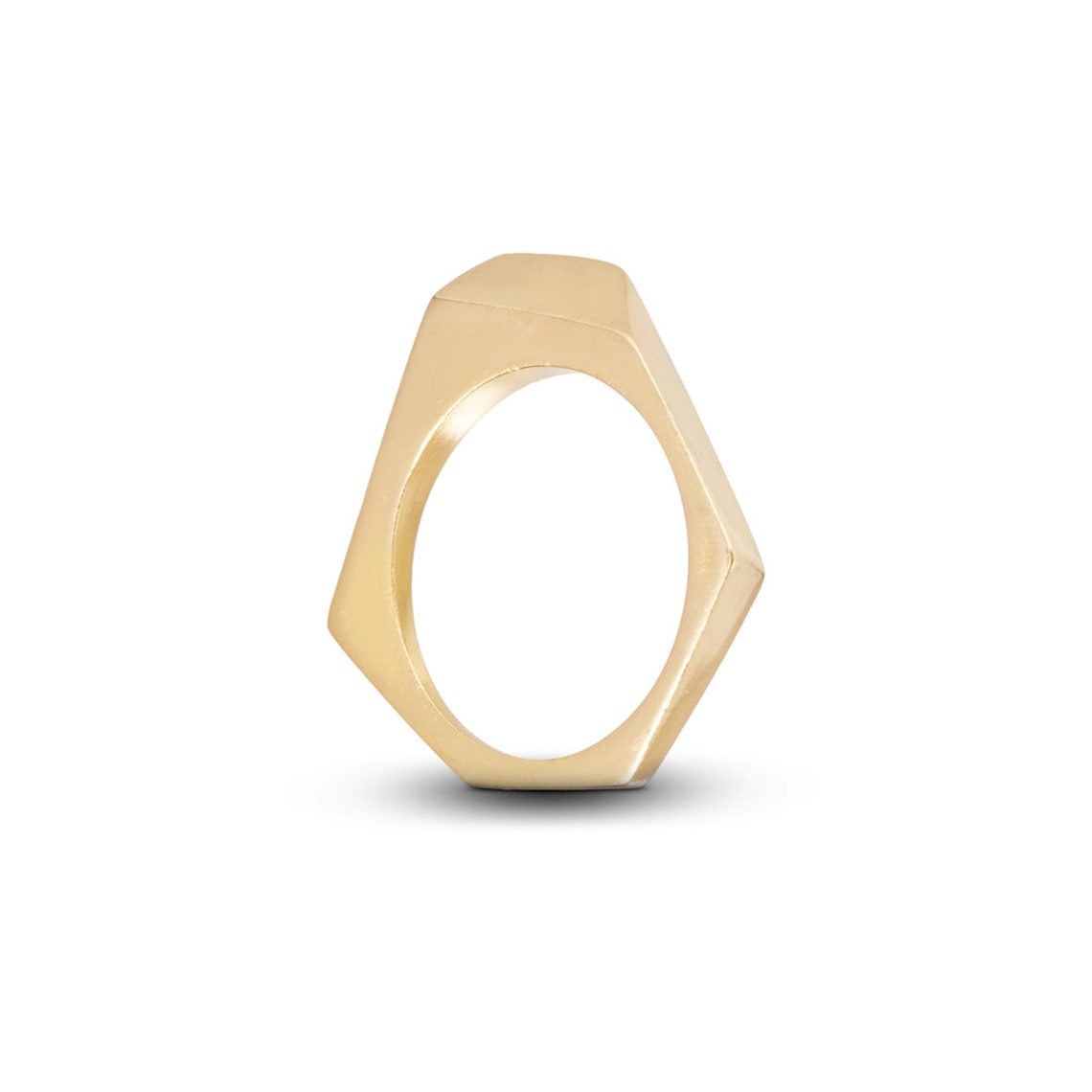 Hexagonal Gold Plated Silver Ring Minimalist Geometric Ring - Etsy