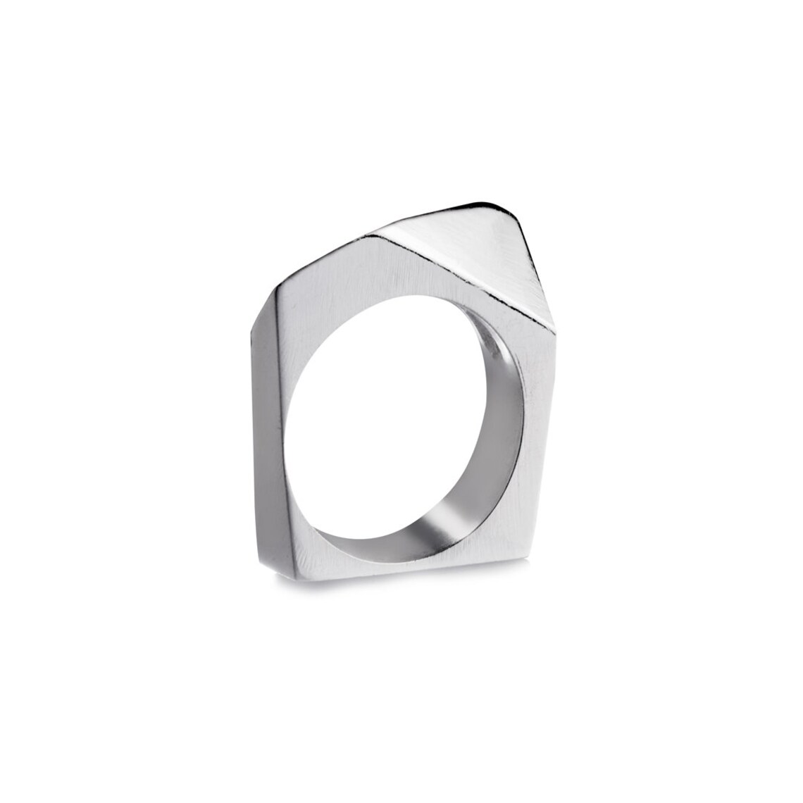 Diagonal Shaped 925 Pure Silver Statement Ring, 3 Dimensional Large ...