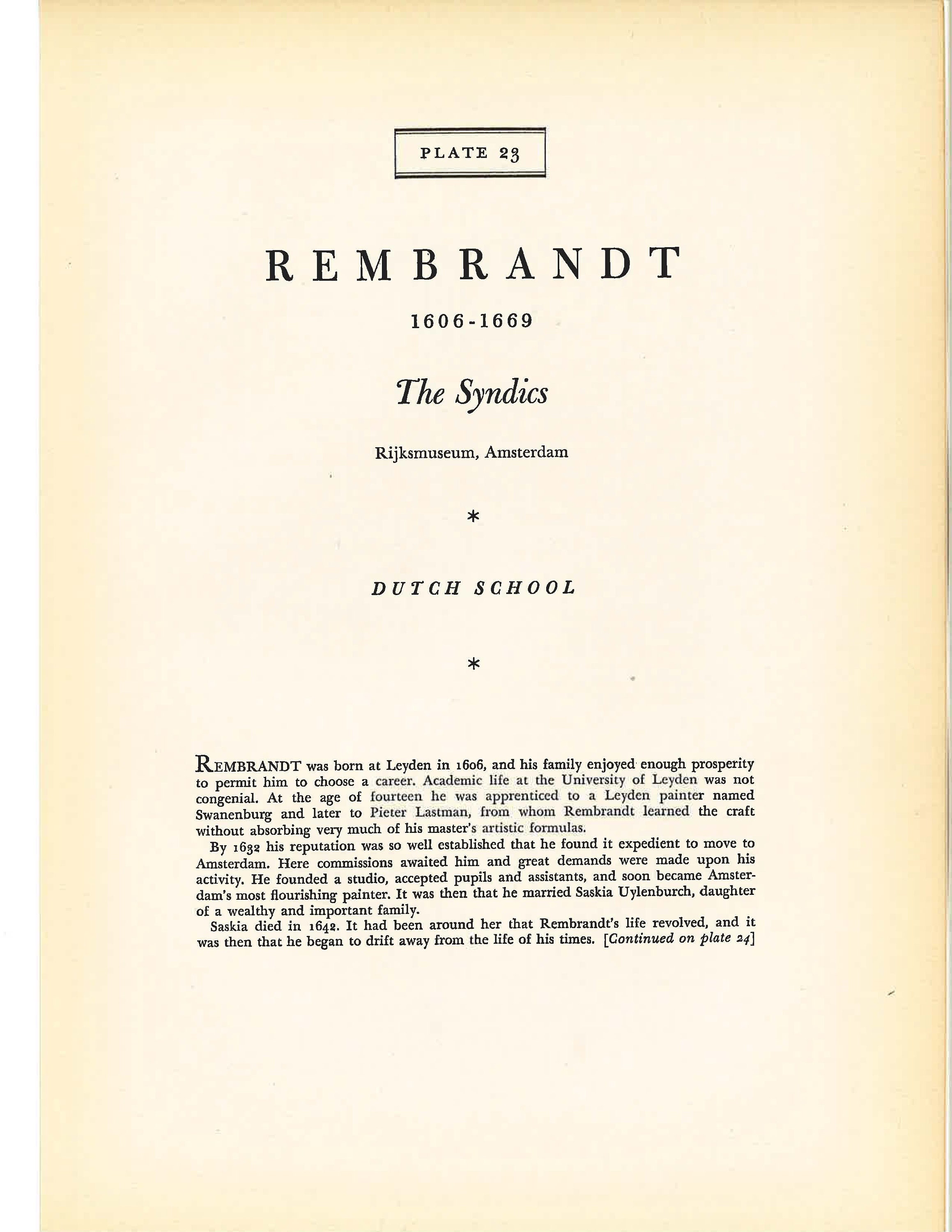 The Syndics by Rembrandt - Book Plate of the Masterpiece Painting ...