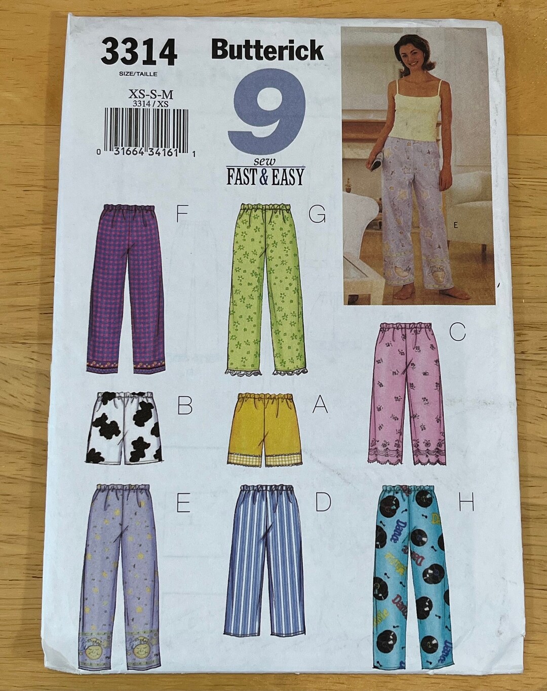 Butterick 3314 Misses Pajama Pants, Misses Petite Top, Shorts and Pants ...