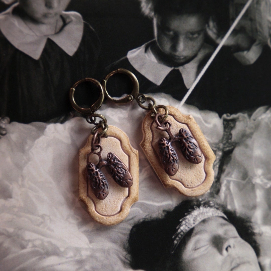 Lungs Oddities, Creepy, Keepsake, Curiosities, Polymer Clay Dangle Drop ...