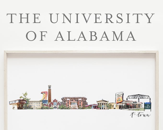 The University of Alabama Cityscape Watercolor Limited Edition Print ...