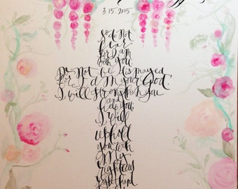 Calligraphy illustrated Bible Verse Quote Hand Painted | Etsy