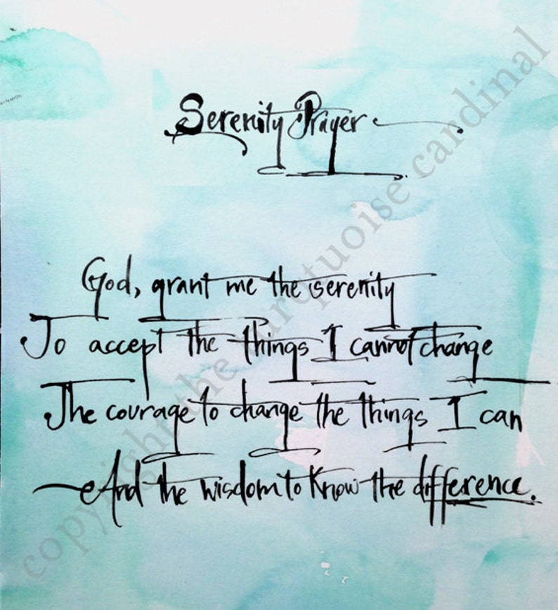 Serenity Prayer Art Hand Painted Watercolor-calligraphy-illustration ...