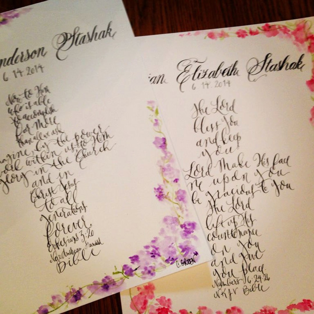 Calligraphy Illustrated Bible Verse Quote- Hand Painted- Numbers 6:24 ...