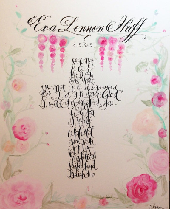 Calligraphy Illustrated Bible Verse Quote Hand Painted | Etsy