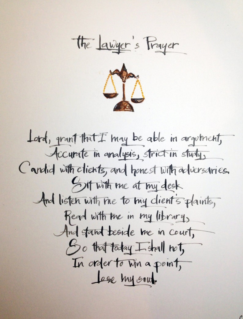 Lawyer Gift, Art, Wall Art for Attorney- "lawyer's Prayer" by Sir ...