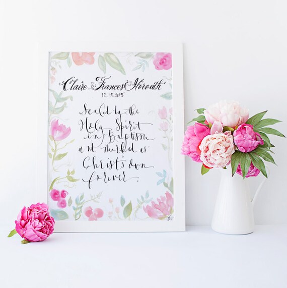 Custom Calligraphy Baptism Gift Ceremony sealed by the | Etsy