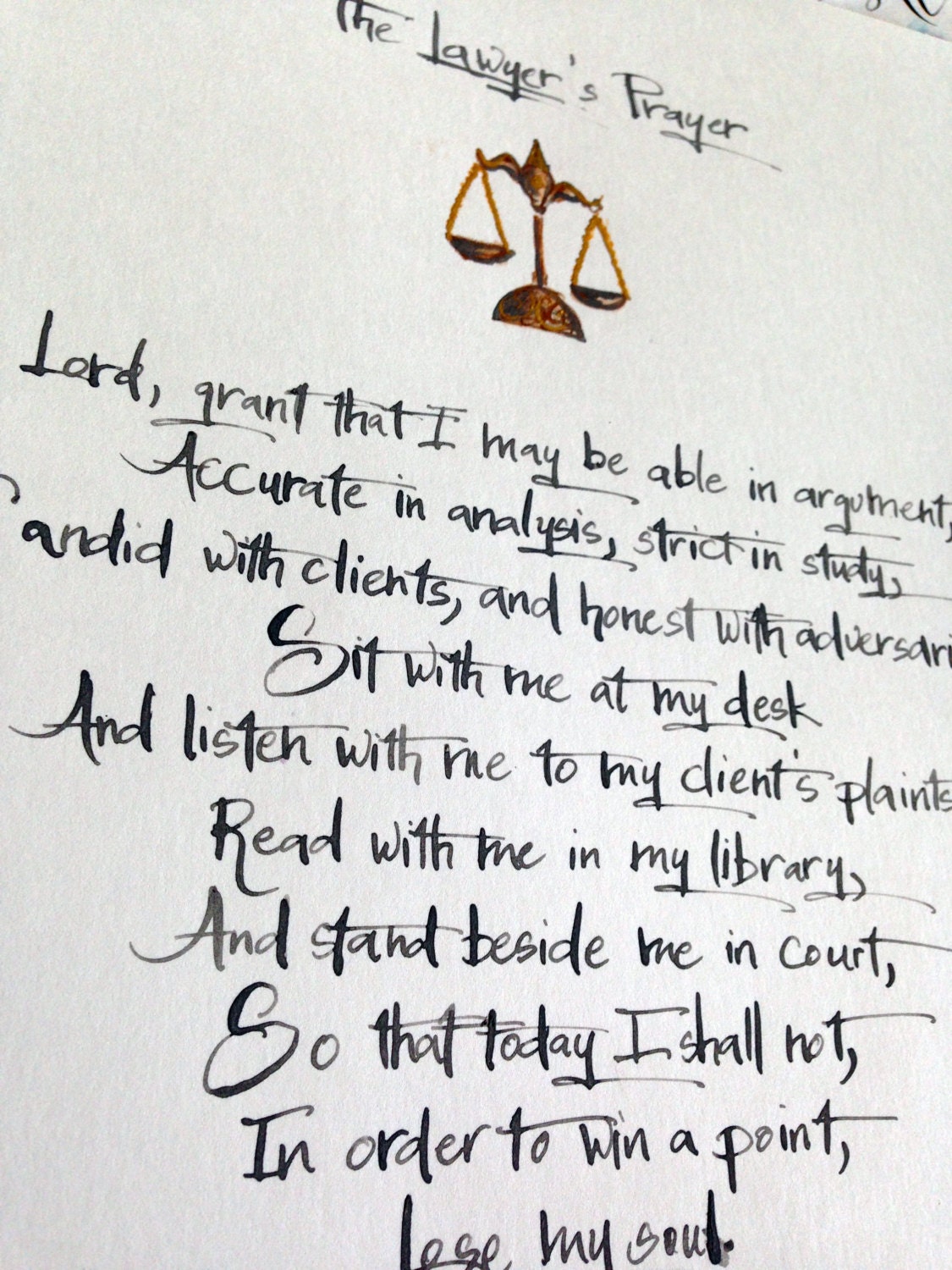 Lawyer Gift, Art, Wall Art for Attorney- "lawyer's Prayer" by Sir ...