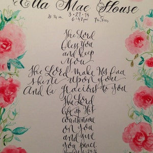 Calligraphy Illustrated Bible Verse Quote- Hand Painted- Numbers 6:24 ...