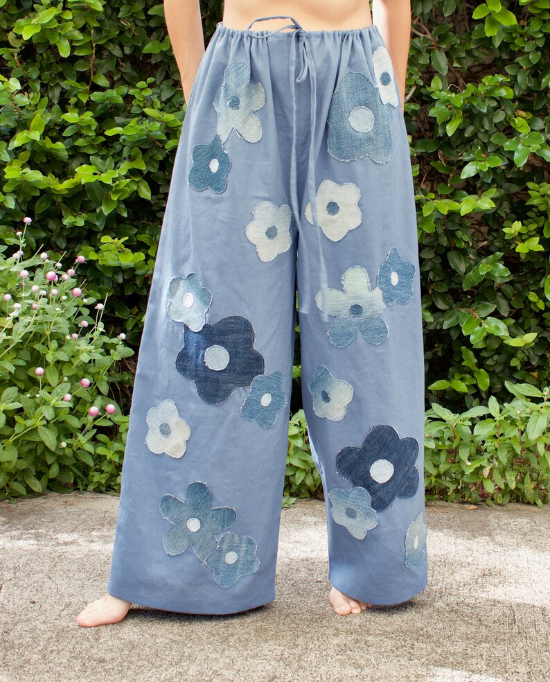 Recycled Denim Flower Power II Trousers Preorder - Etsy