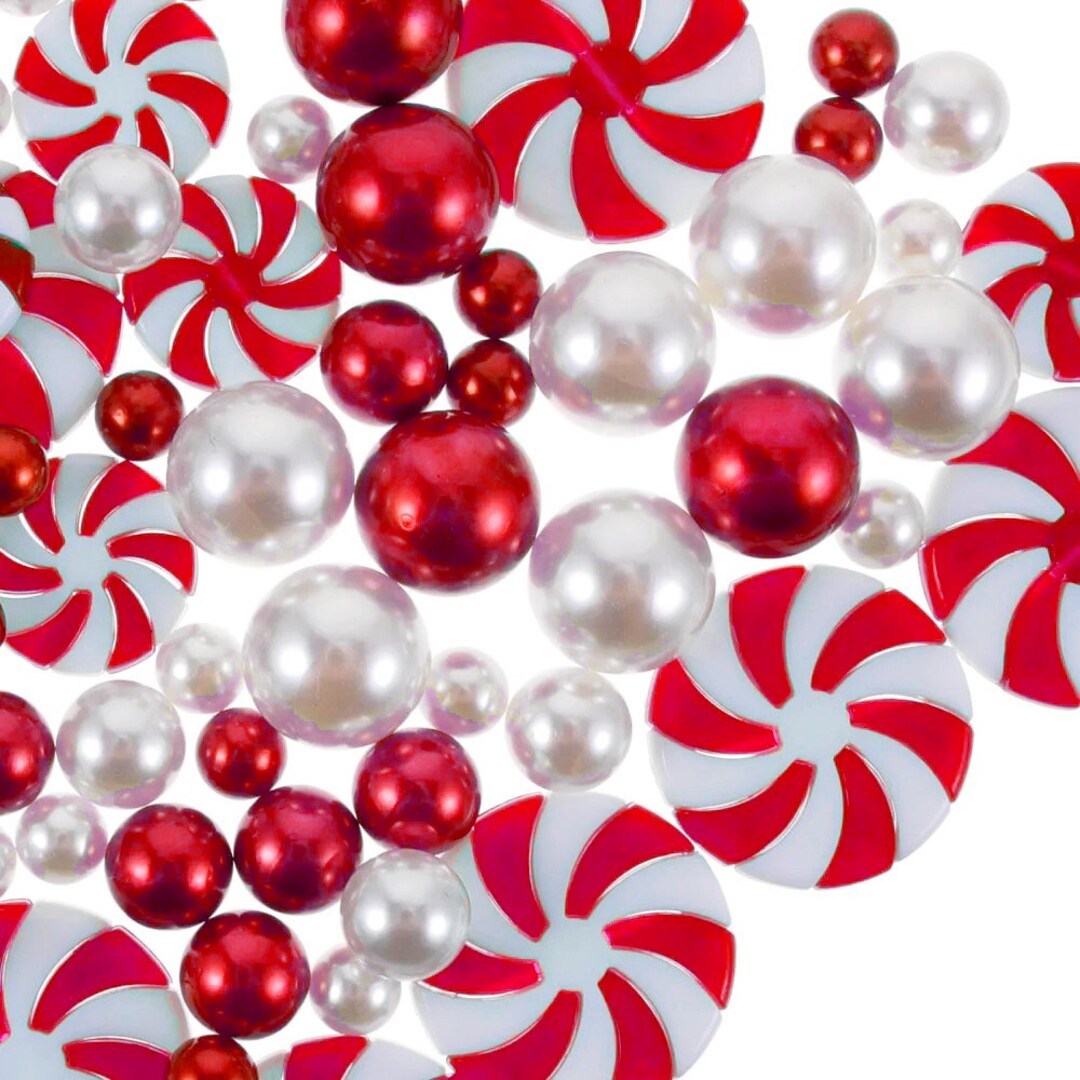 Red Peppermint Christmas Centerpiece - Pearls Centerpiece, Christmas ...