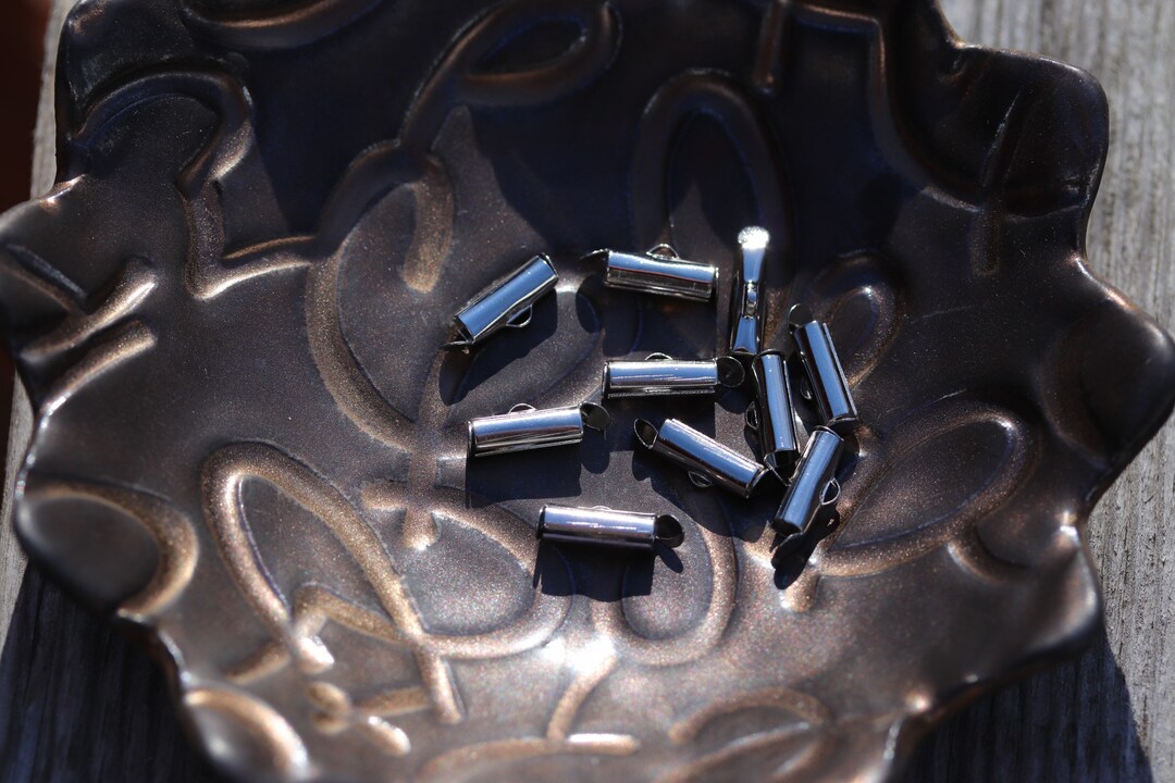 10 4x13mm Platinum End Bars, Slider Tubes, Slide on End Findings for Finishing Beadwork - Etsy