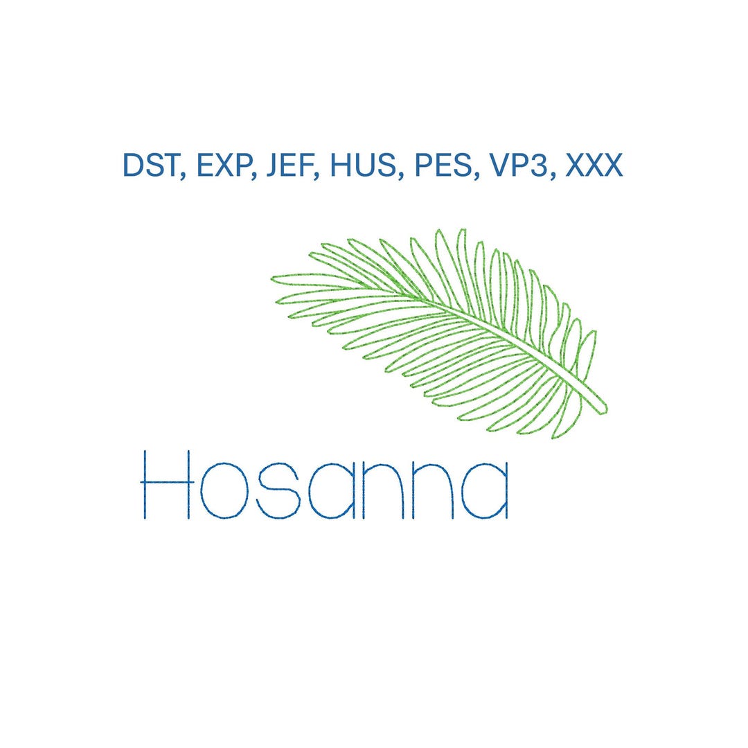 Machine Embroidery Design - Hosanna Palm Leaf Greeting Card - Easter Greeting Card - Palm Sunday ...