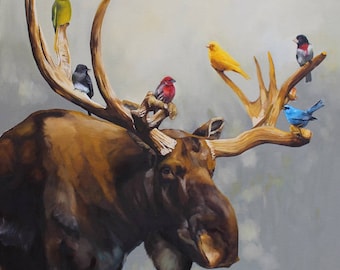 Moose Painting | Etsy