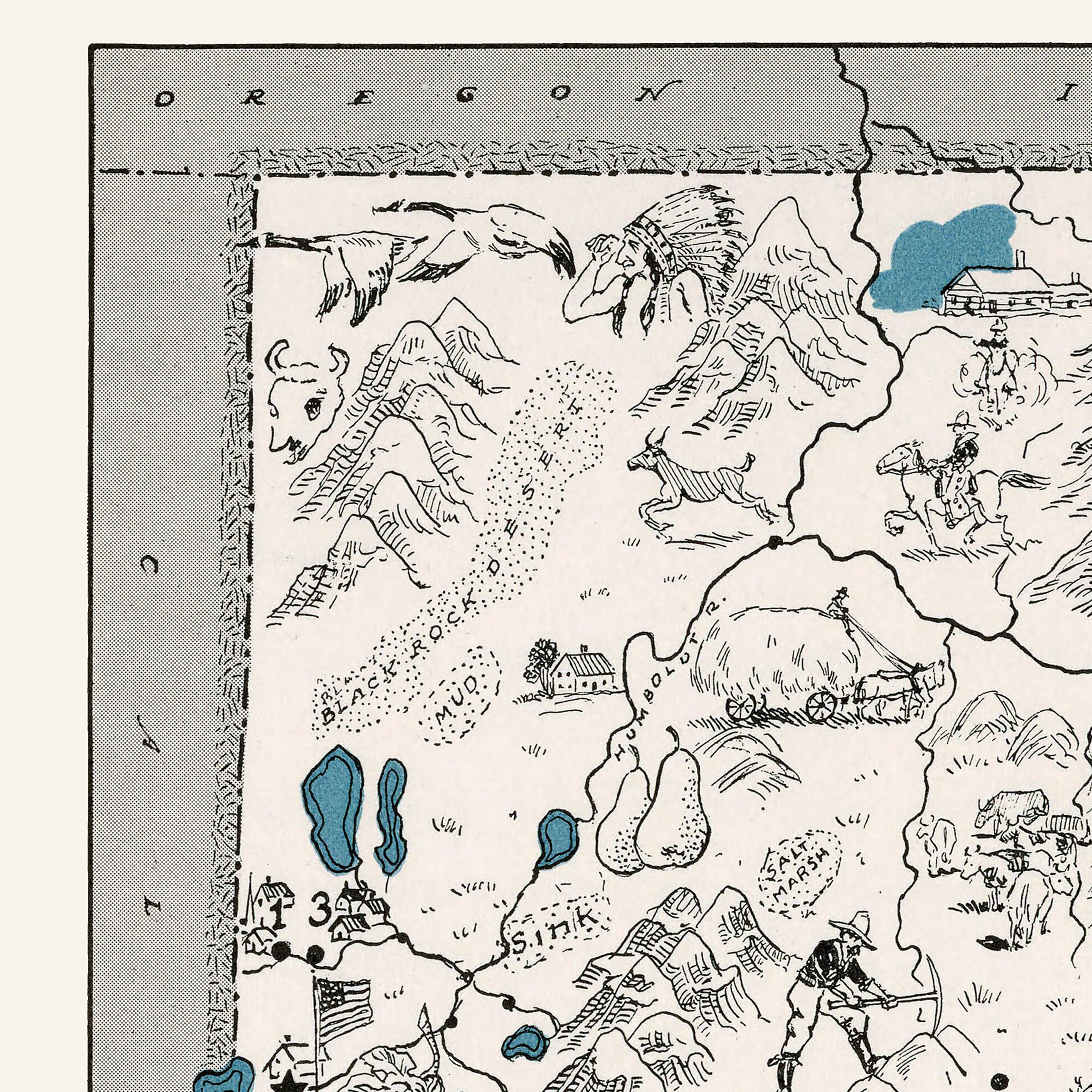 Fun Map of Nevada – Vintage Pictorial Whimsical Cartoon Print ...