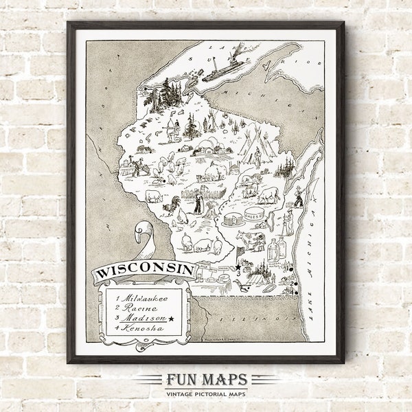 Wisconsin Map Art - Etsy