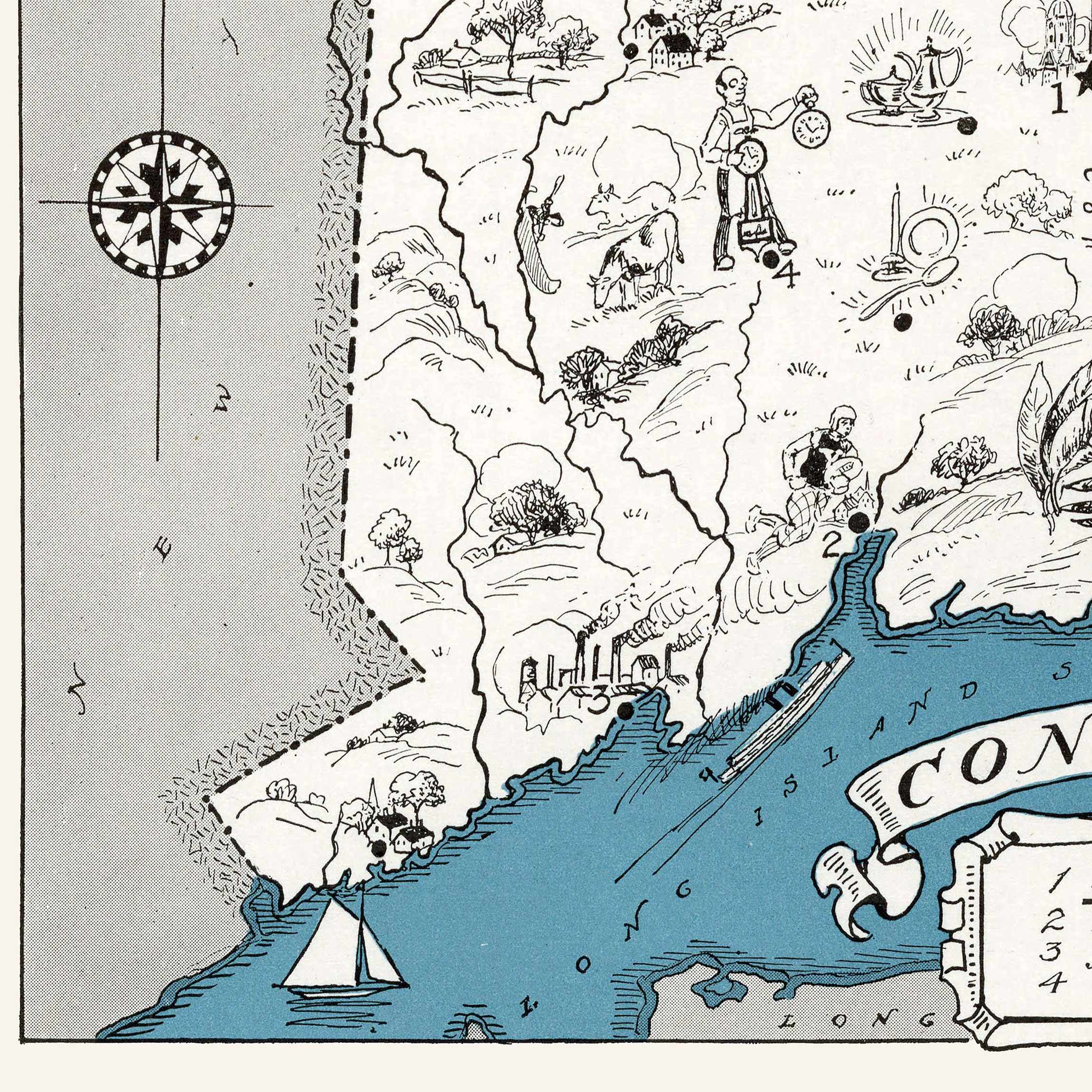 Fun Map of Connecticut Vintage Pictorial Whimsical Cartoon - Etsy