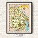 Fun Map of the Forest Country in Great Britain, England, UK, Vintage ...