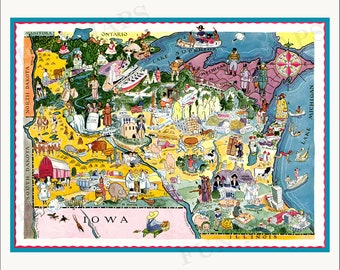 Wisconsin Fun Map | Etsy