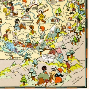 Fun State Map of Kentucky – Vintage Pictorial Whimsical Cartoon Print ...