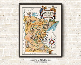 MINNESOTA State Wall Map Large Print Poster - Etsy