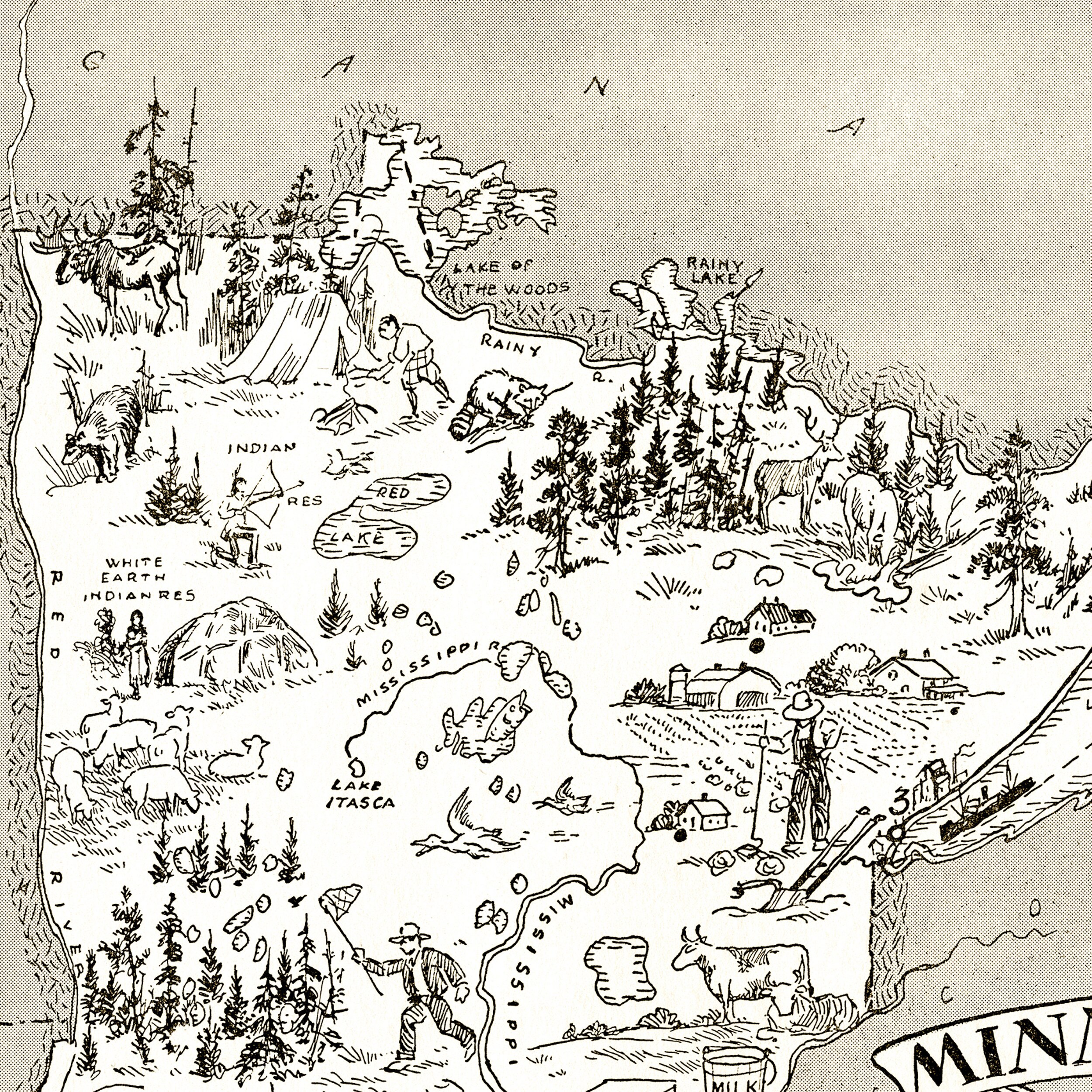 Vintage State Map of Minnesota Fun Pictorial Whimsical - Etsy