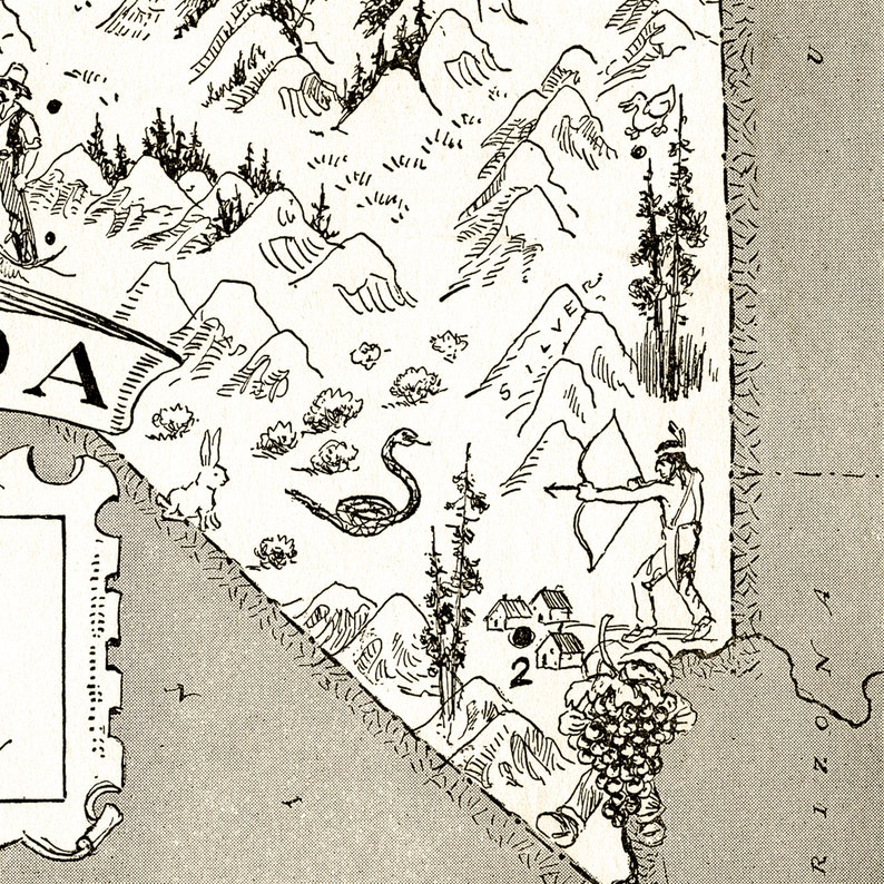 Vintage State Map of Nevada Fun Pictorial Whimsical Cartoon - Etsy