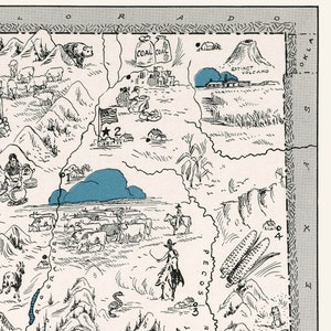 Fun Map of New Mexico – Vintage Pictorial Whimsical Cartoon Print ...