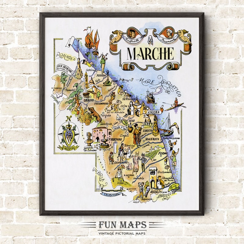 Italy Map Region - Etsy UK
