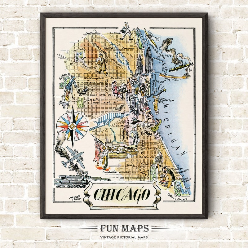 Chicago Vintage Map - Etsy