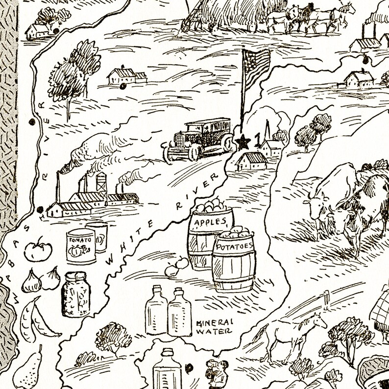 Vintage State Map of Indiana Fun Pictorial Whimsical Cartoon - Etsy