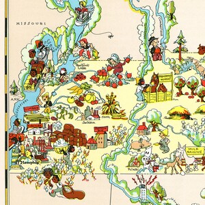 Fun State Map of Tennessee – Vintage Pictorial Whimsical Cartoon Print ...
