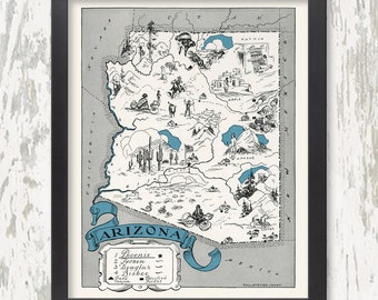 Pictorial Map Arizona - Etsy