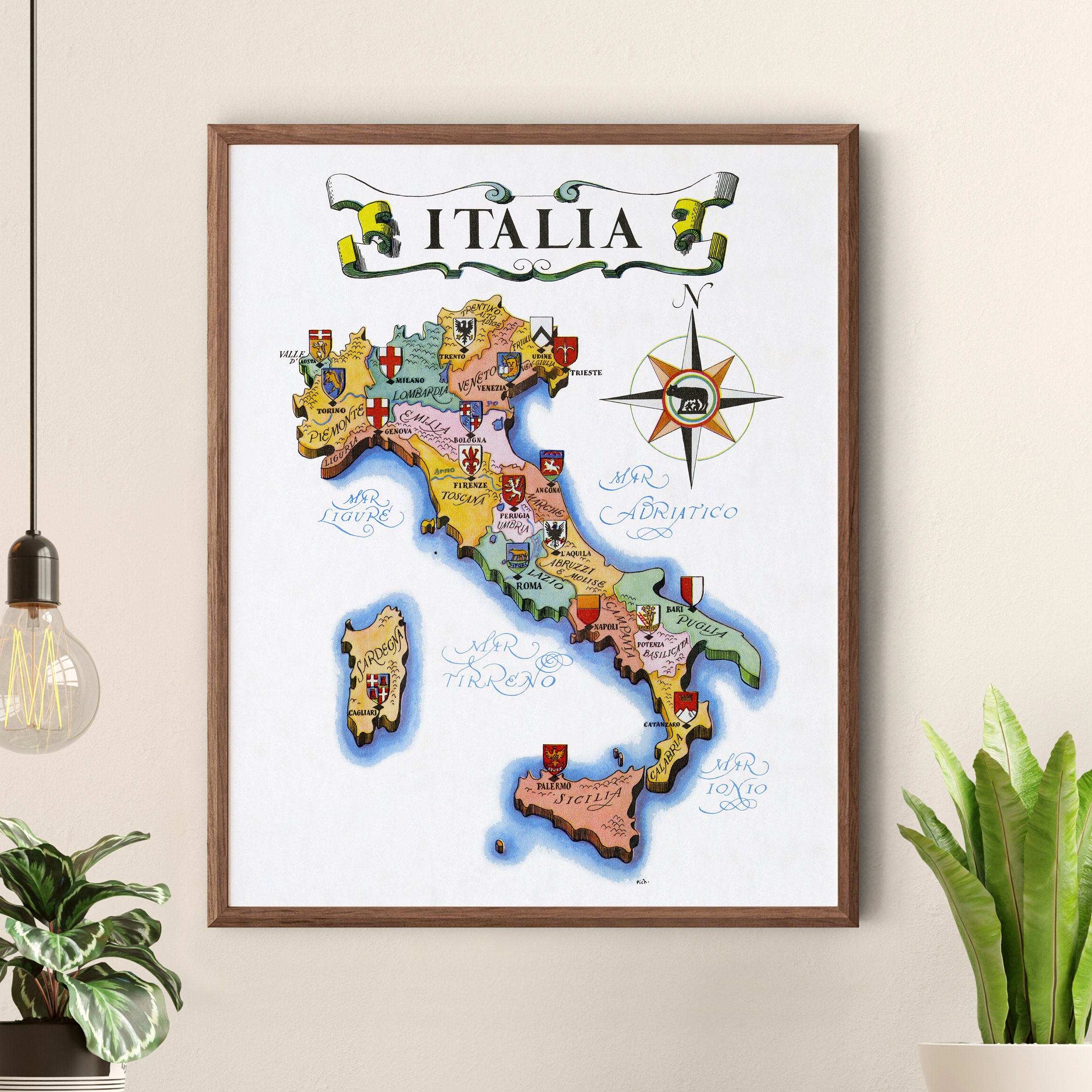 Fun Map of Italia or Aka Italy Vintage Pictorial Whimsical Cartoon Old ...