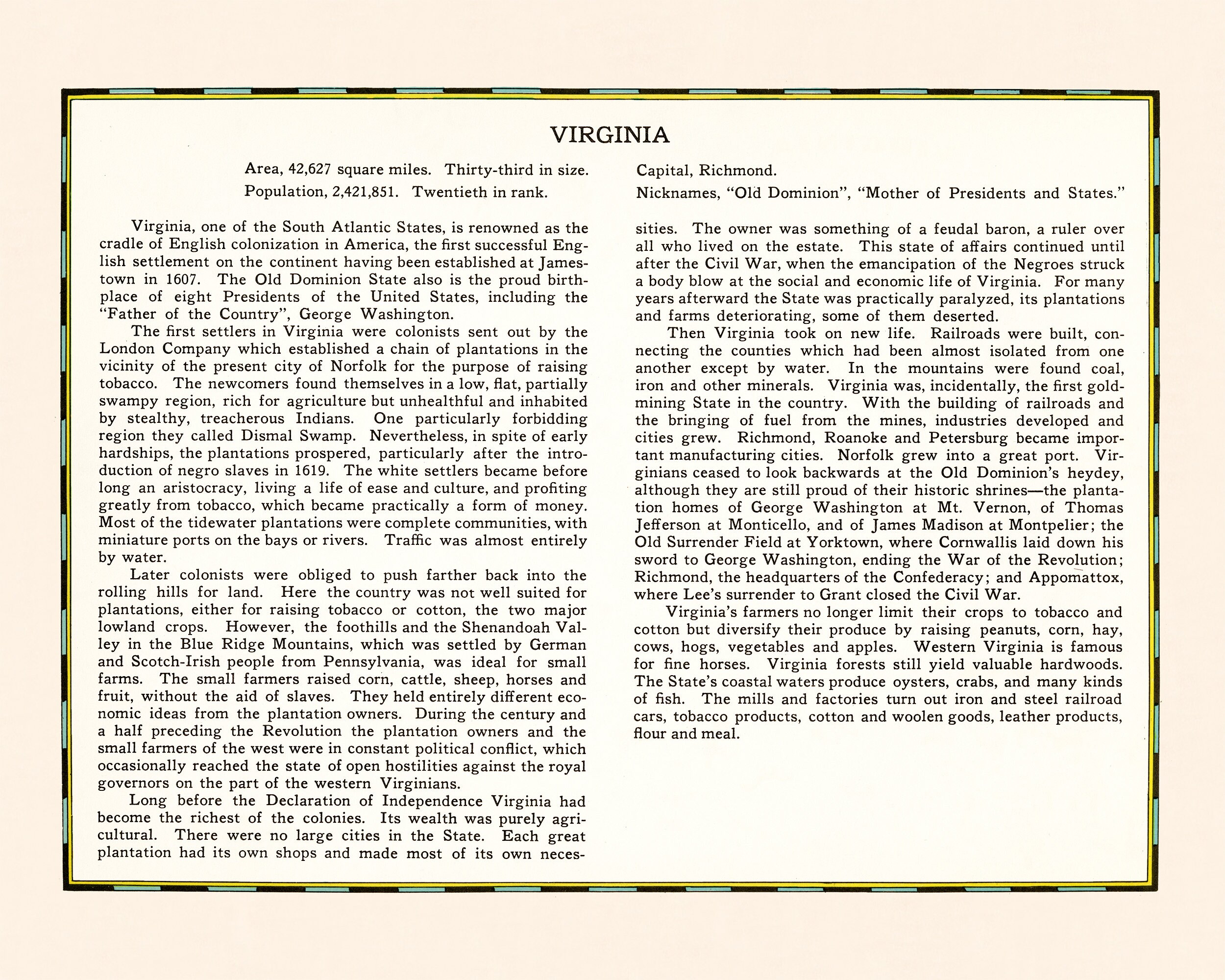 Fun State Map of Virginia Vintage Pictorial Whimsical - Etsy