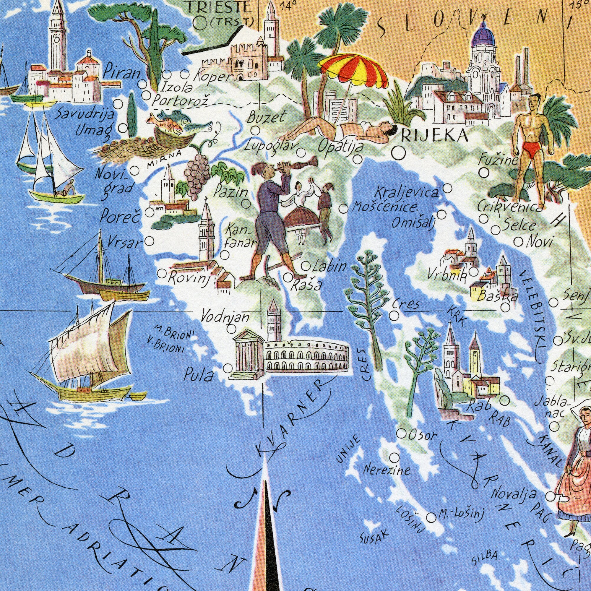 Old Map of North Croatia Vintage Pictorial Whimsical Cartoon Print ...