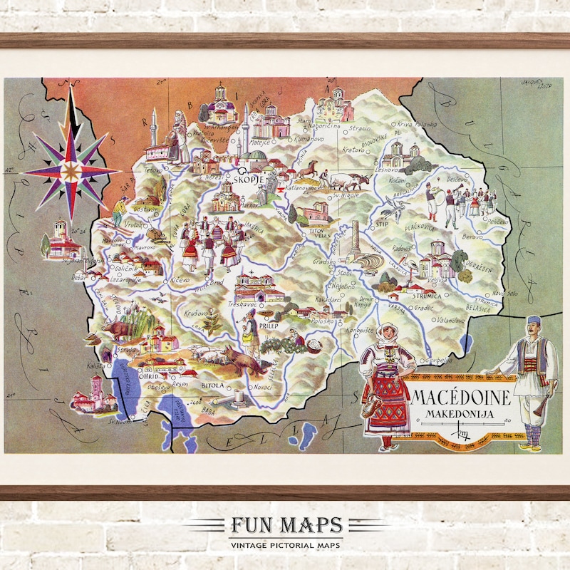 Cartoon Map Vintage - Etsy