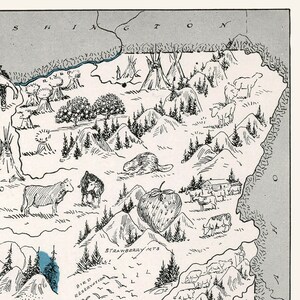 Fun Map of Oregon – Vintage Pictorial Whimsical Cartoon Print ...