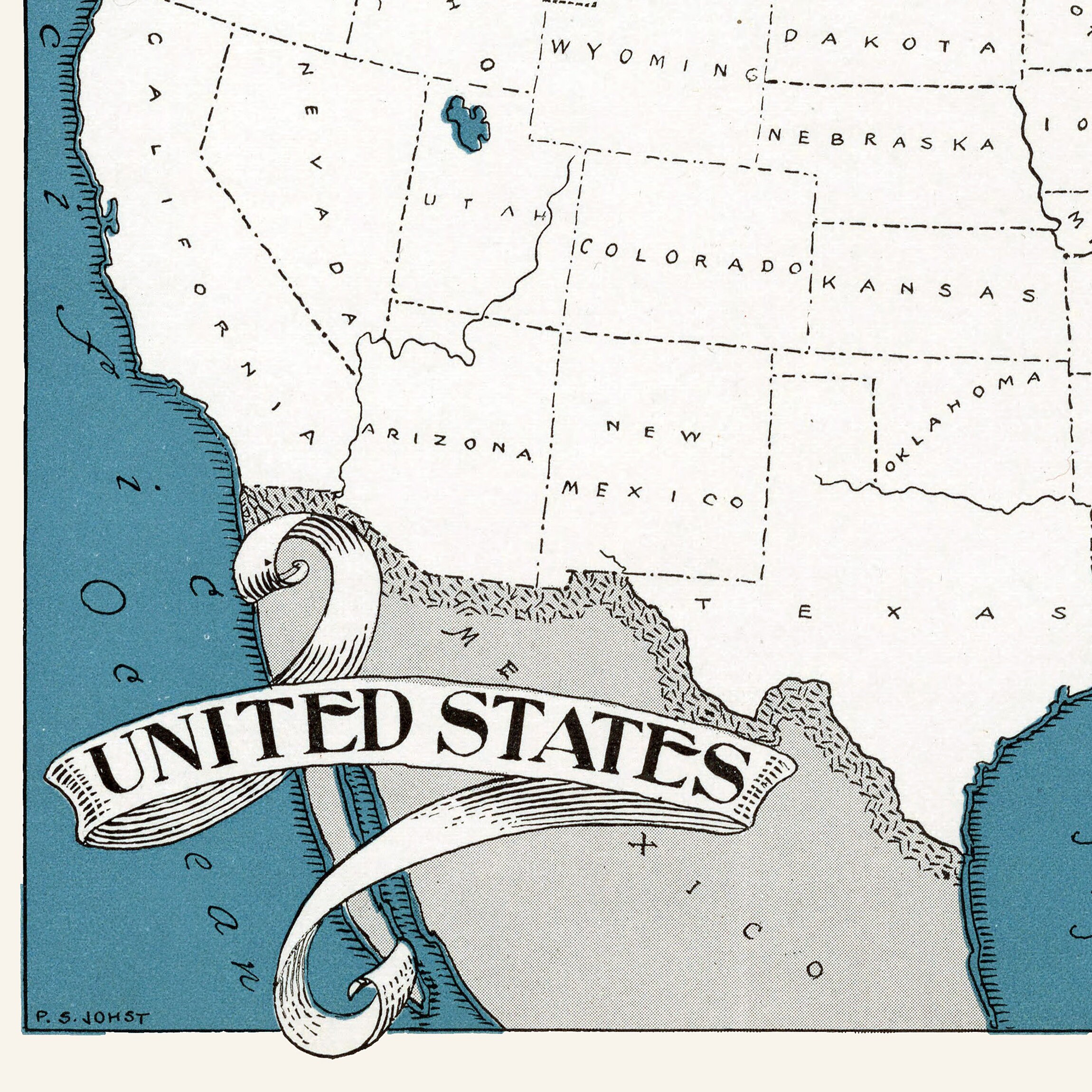 Fun Map of the United States – Vintage Pictorial Whimsical Cartoon ...