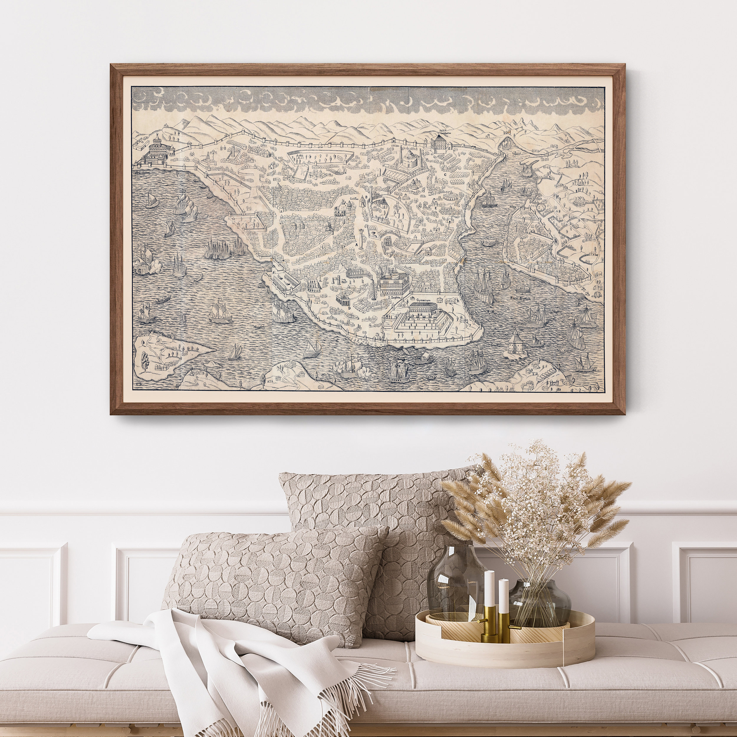 Old Map of Istanbul in Turkey Mecca Vintage Pictorial Print ...