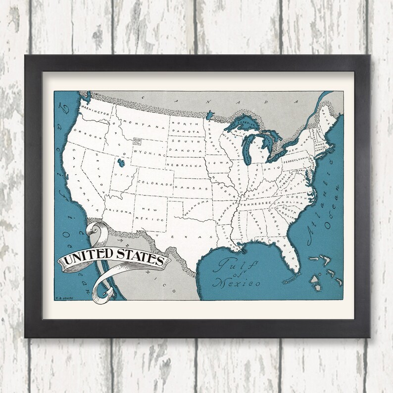 Fun Map of the United States Vintage Pictorial Whimsical - Etsy