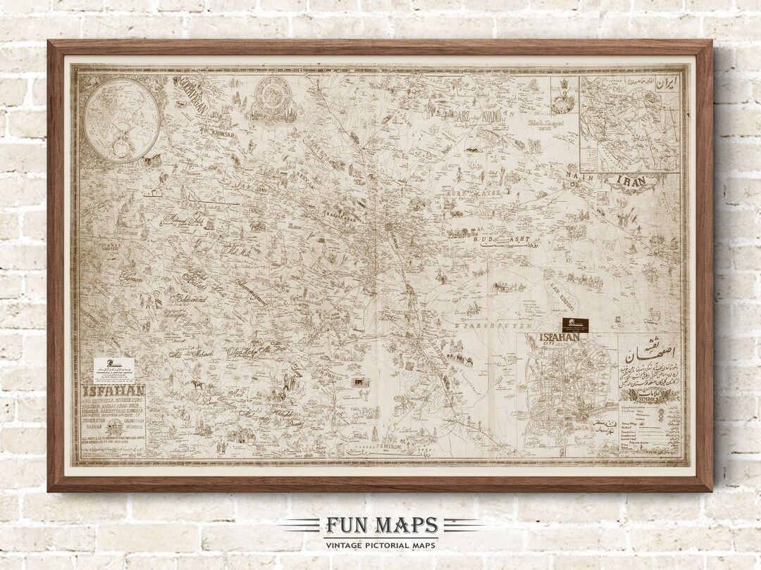 Old Map of Isfahan, Iran in the Middle East, Vintage Pictorial Print ...